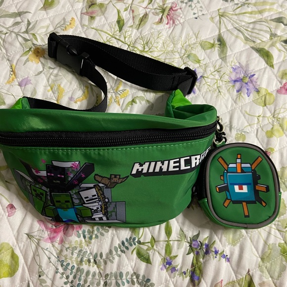 Zara | Accessories | Zara Green Minecraft Belt Bag W Matching Coin ...